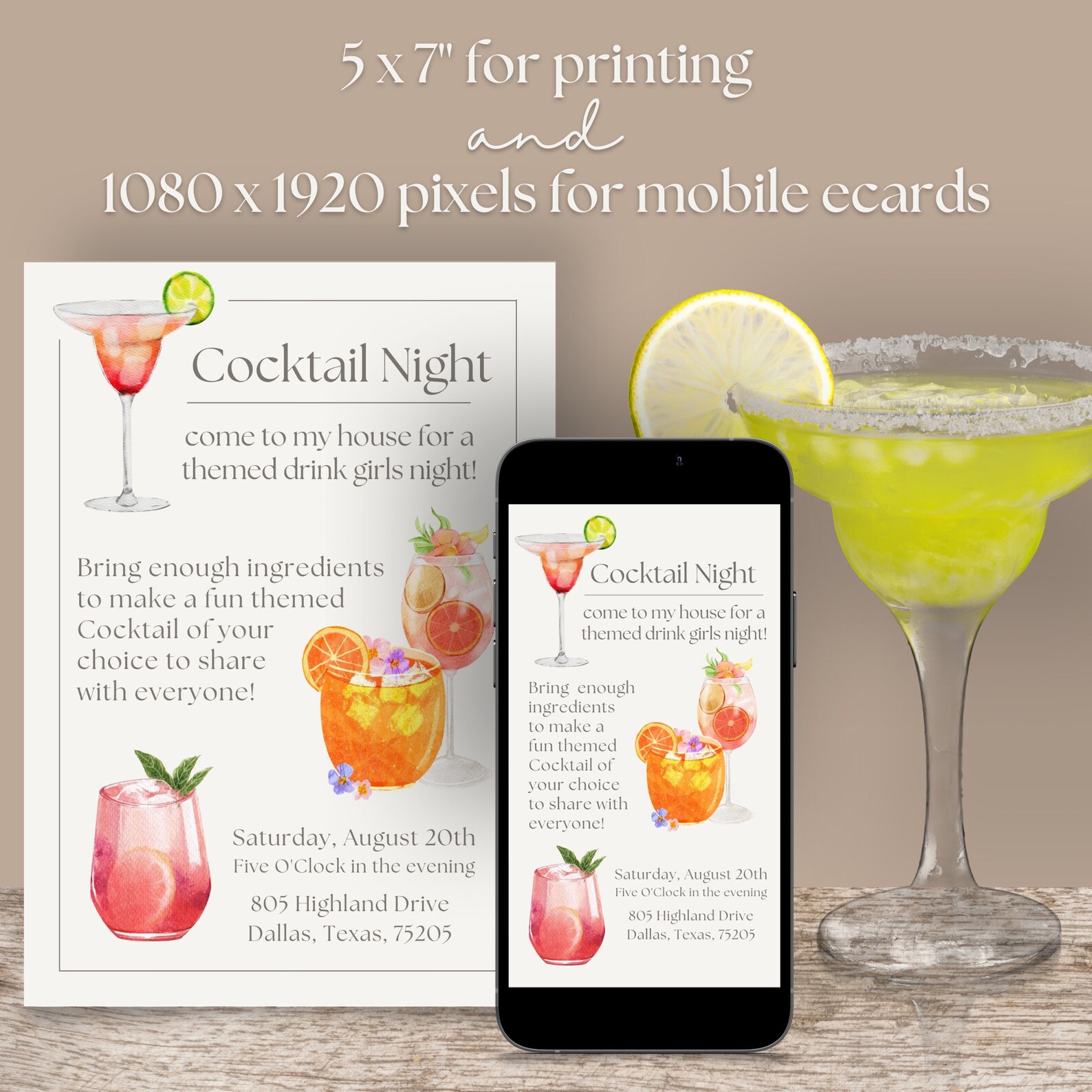Cocktail Night | Girls Night | Party Invitation | Digital ...
