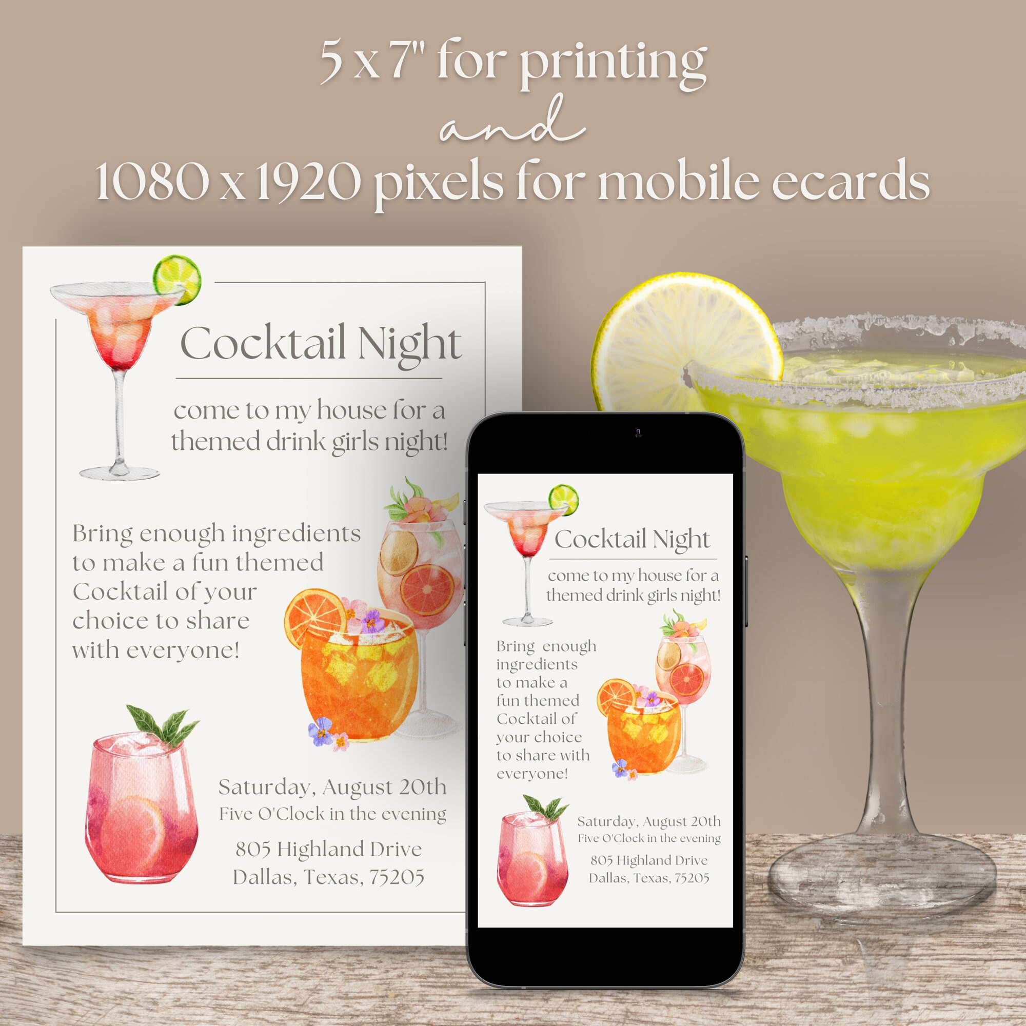 Cocktail Night | Girls Night | Party Invitation | Digital ...