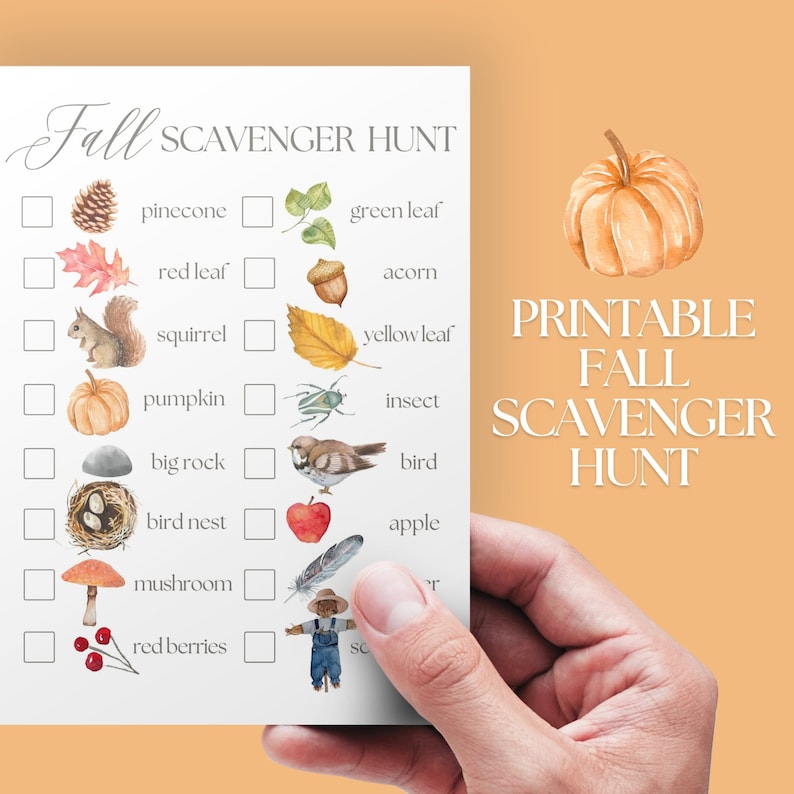 Fall Scavenger Hunt | Printable | PDF | Instant Download | Kids ...