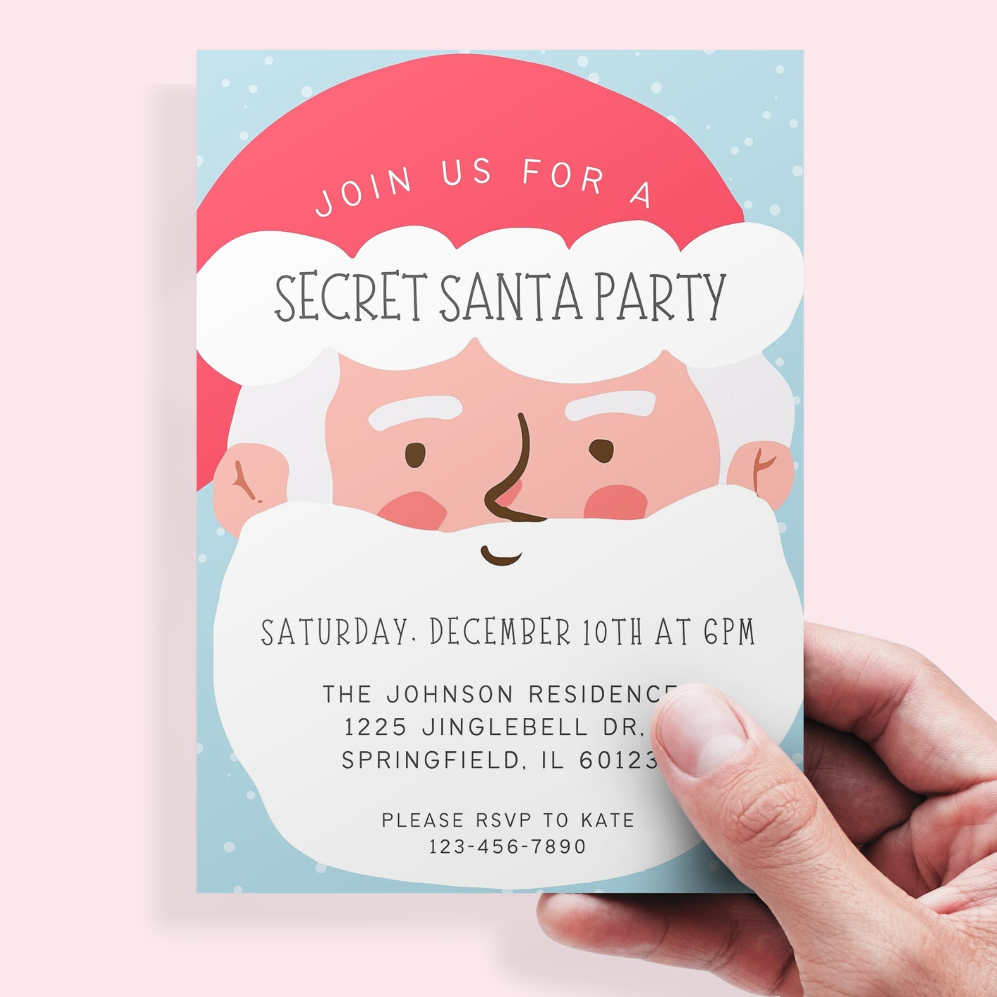 Secret Santa Party Bundle | Invitation | Questionnaire | Blue Christmas ...