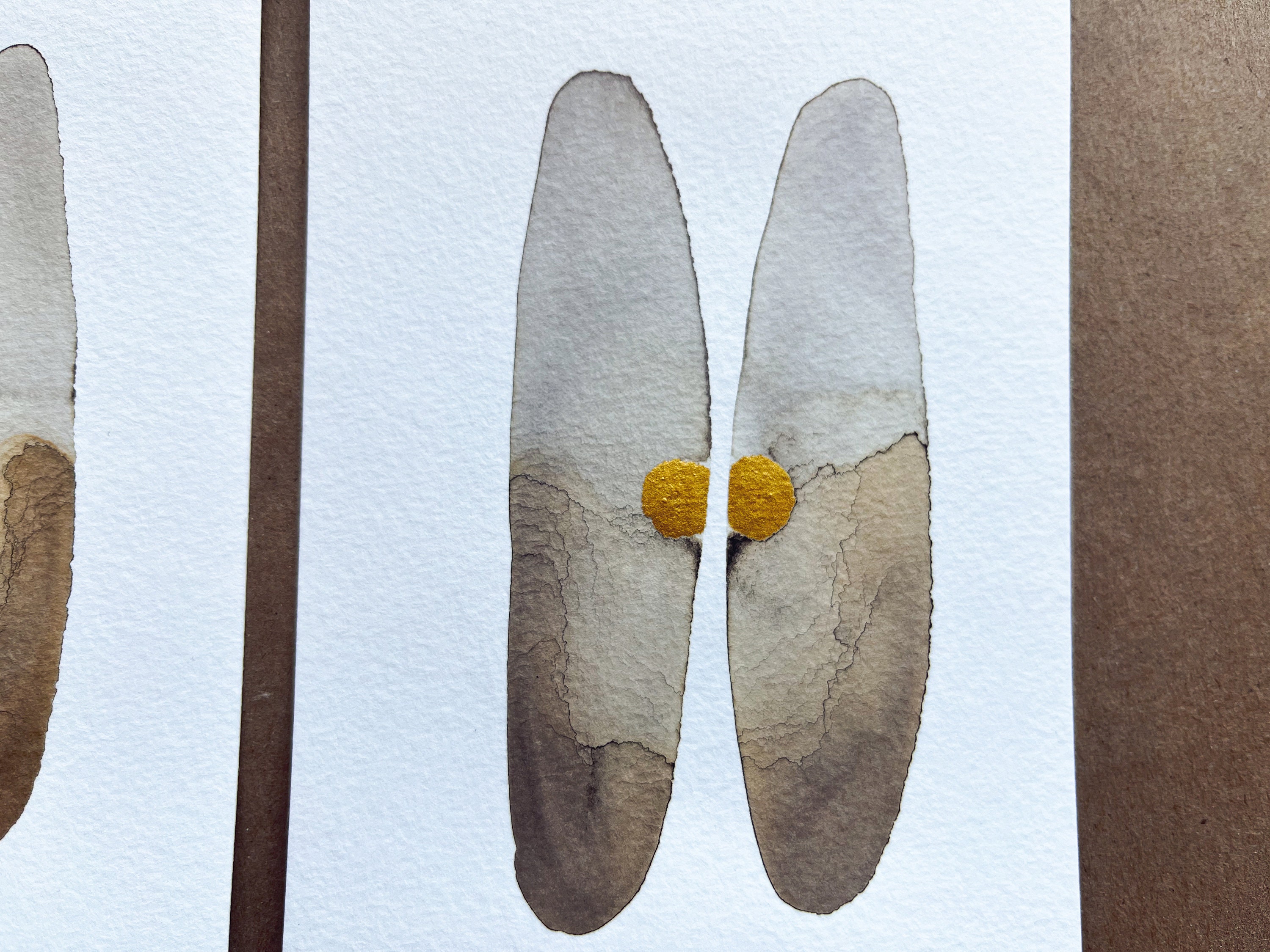 Set of 6 Cards: 2 Standing Shapes - Hinged, Oak Gall Ink and Gold - Etsy