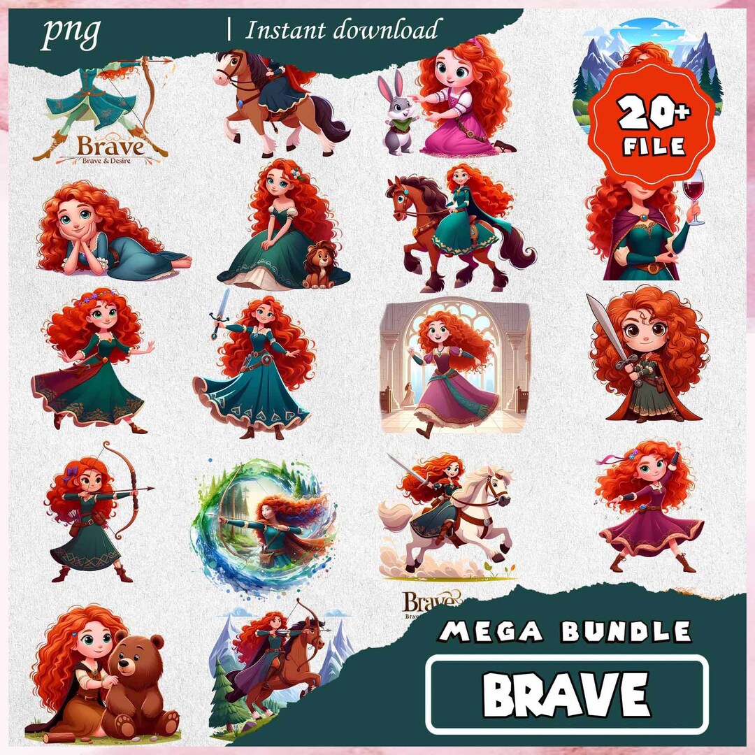 Brave Clipart, Merida PNG, Merida Instant Download, Merida Princess for ...