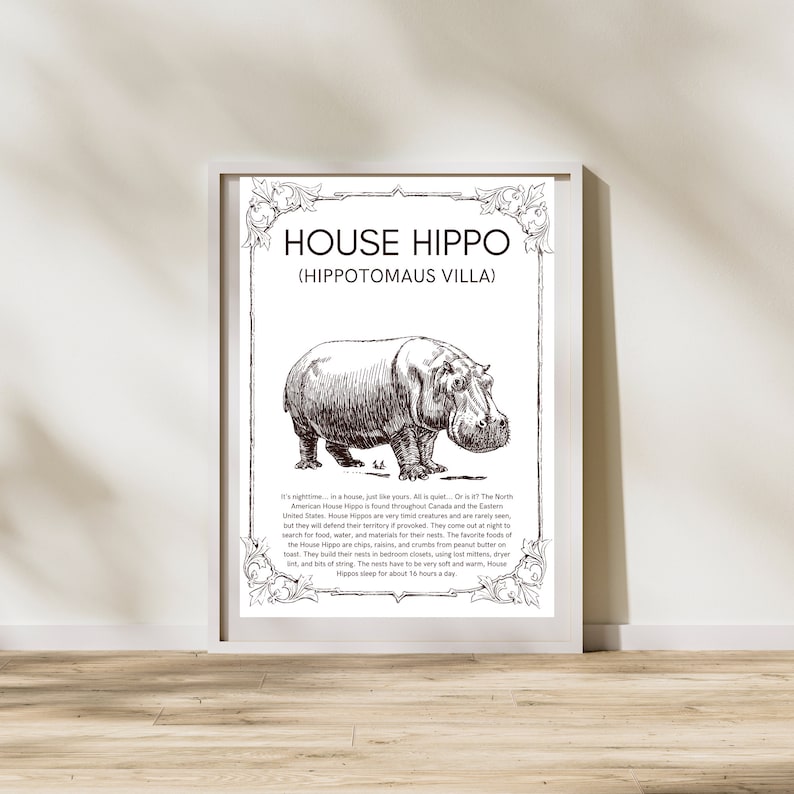 House Hippo Sign, House Hippo Housewarming Gift, Card Only, Digital ...