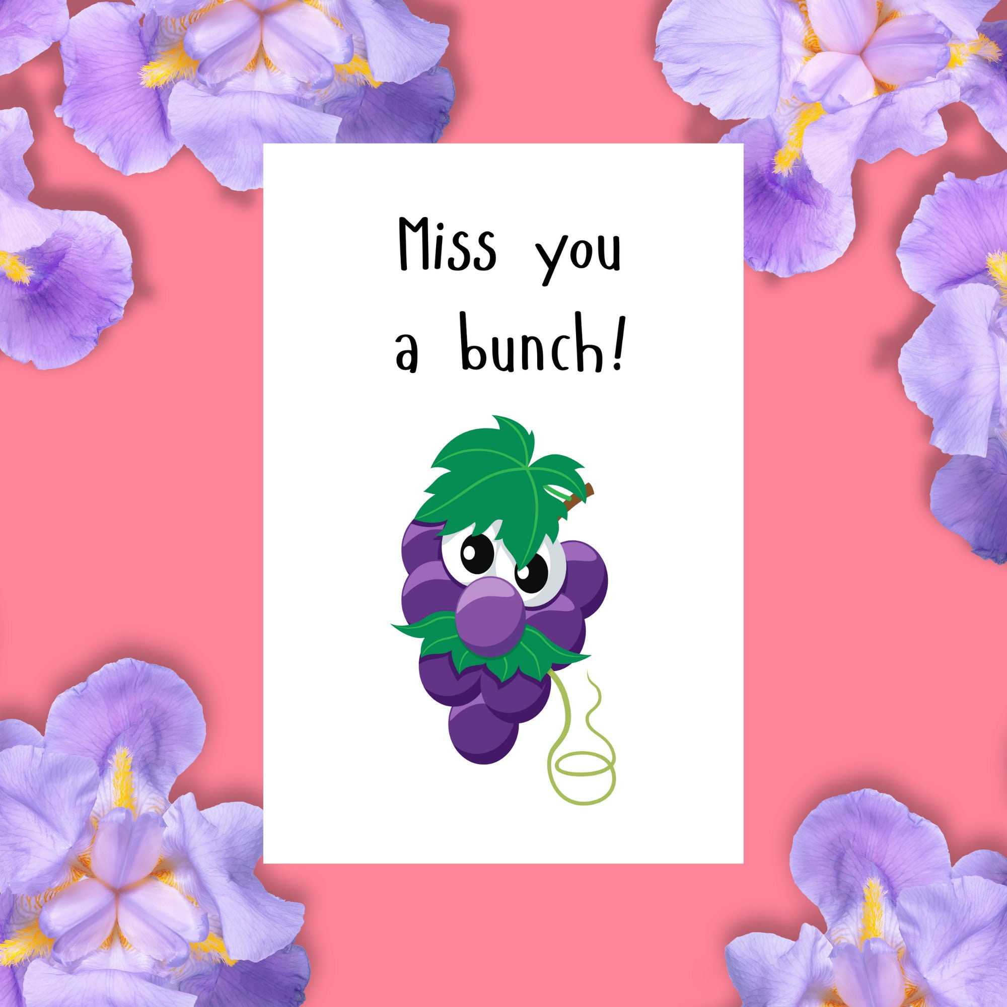 Miss You a Bunch, Miss You Card, Hope to See You Soon, Food Pun, Funny ...