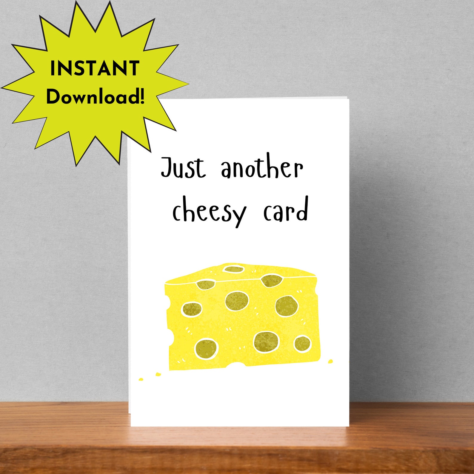 Just Another Cheesy Card, Thinking of You, Blank Card, Food Pun, Funny ...