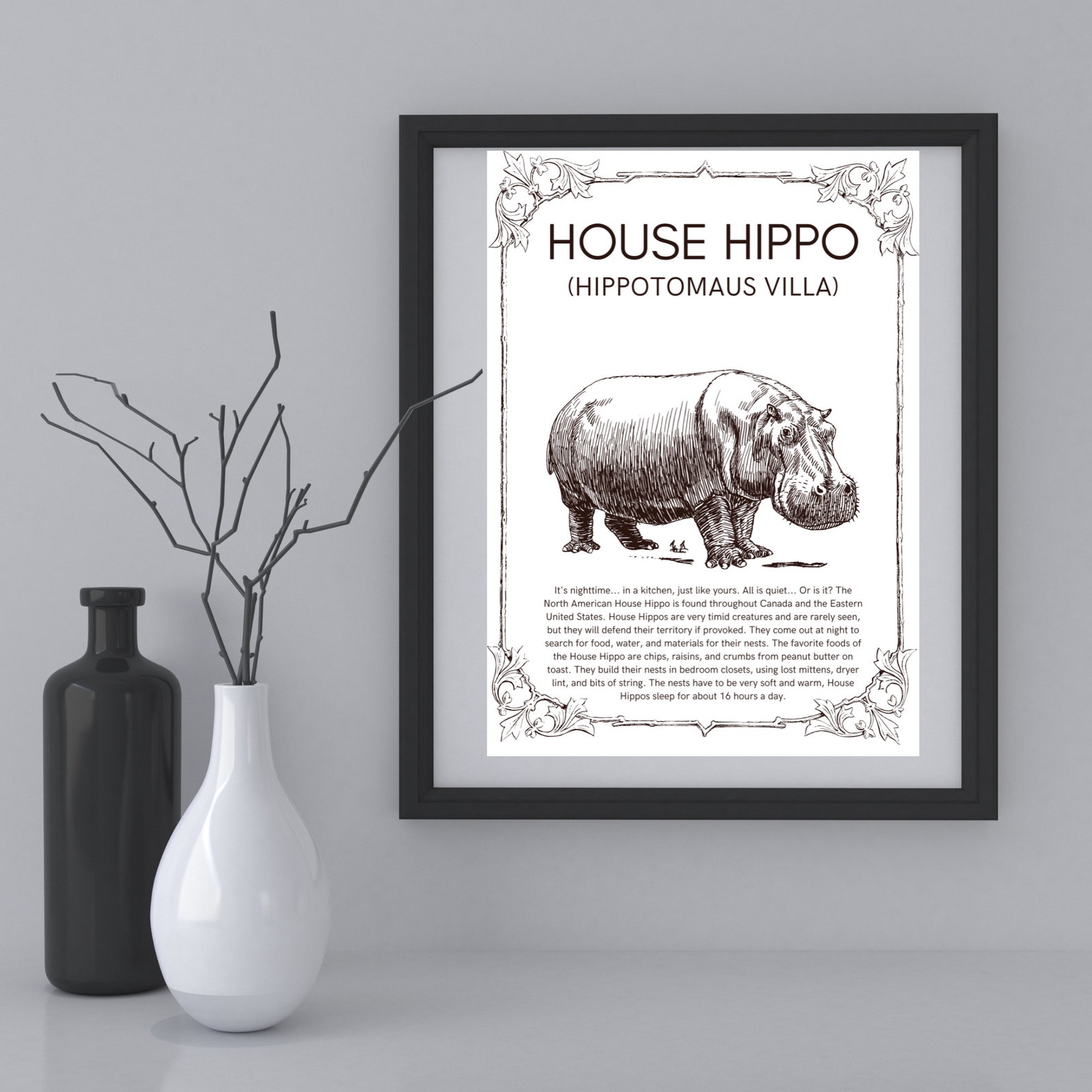 House Hippo Sign, House Hippo Housewarming Gift, Card Only, Digital ...