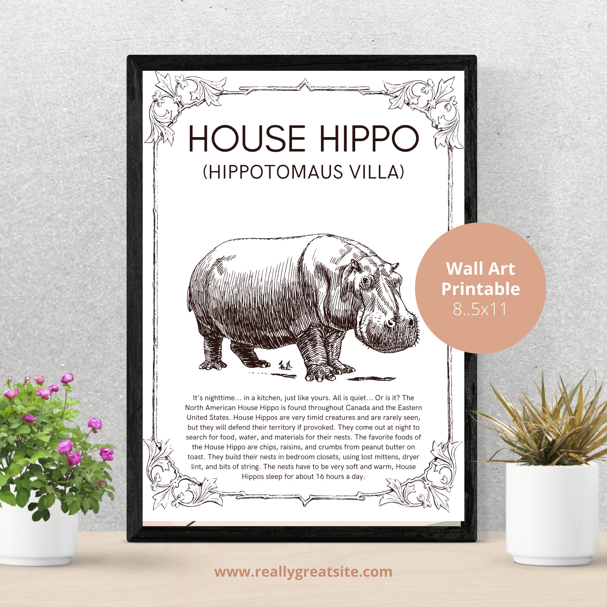 House Hippo Sign, House Hippo Housewarming Gift, Card Only, Digital ...