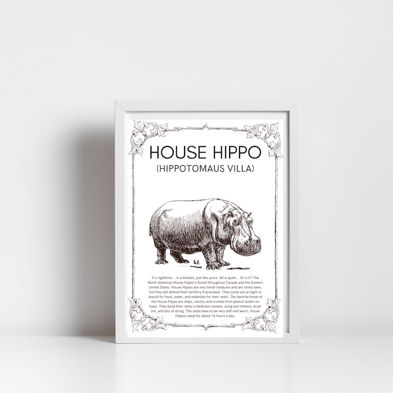 House Hippo Sign, House Hippo Housewarming Gift, Card Only, Digital ...