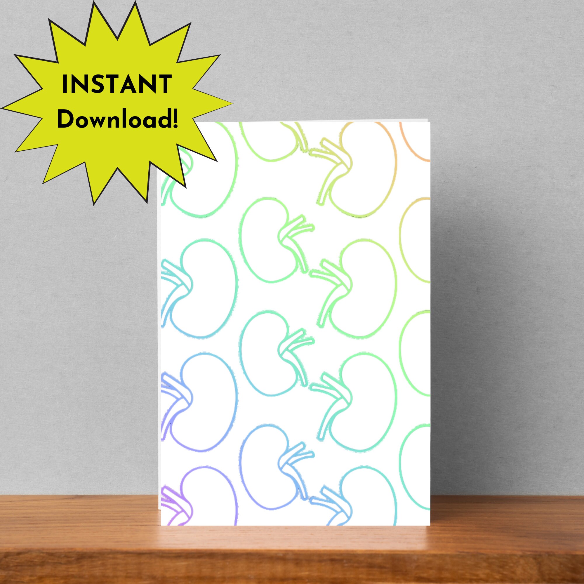 Kidney Background Card, Rainbow Kidney, Kidney Print, Rainbow Kidney ...