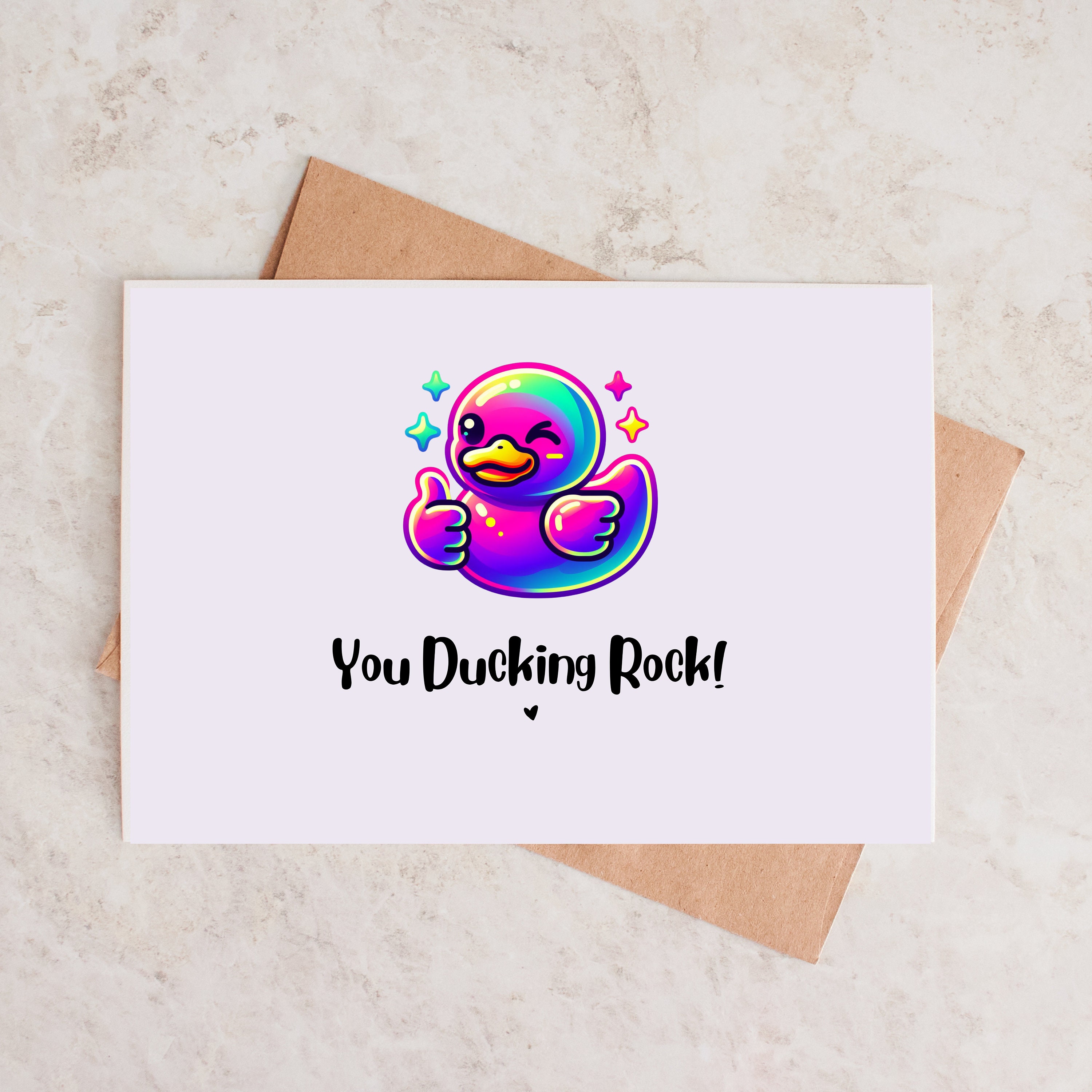 You Ducking Rock! - Colorful Rubber Duck Card With Tiny Glowing Duck ...