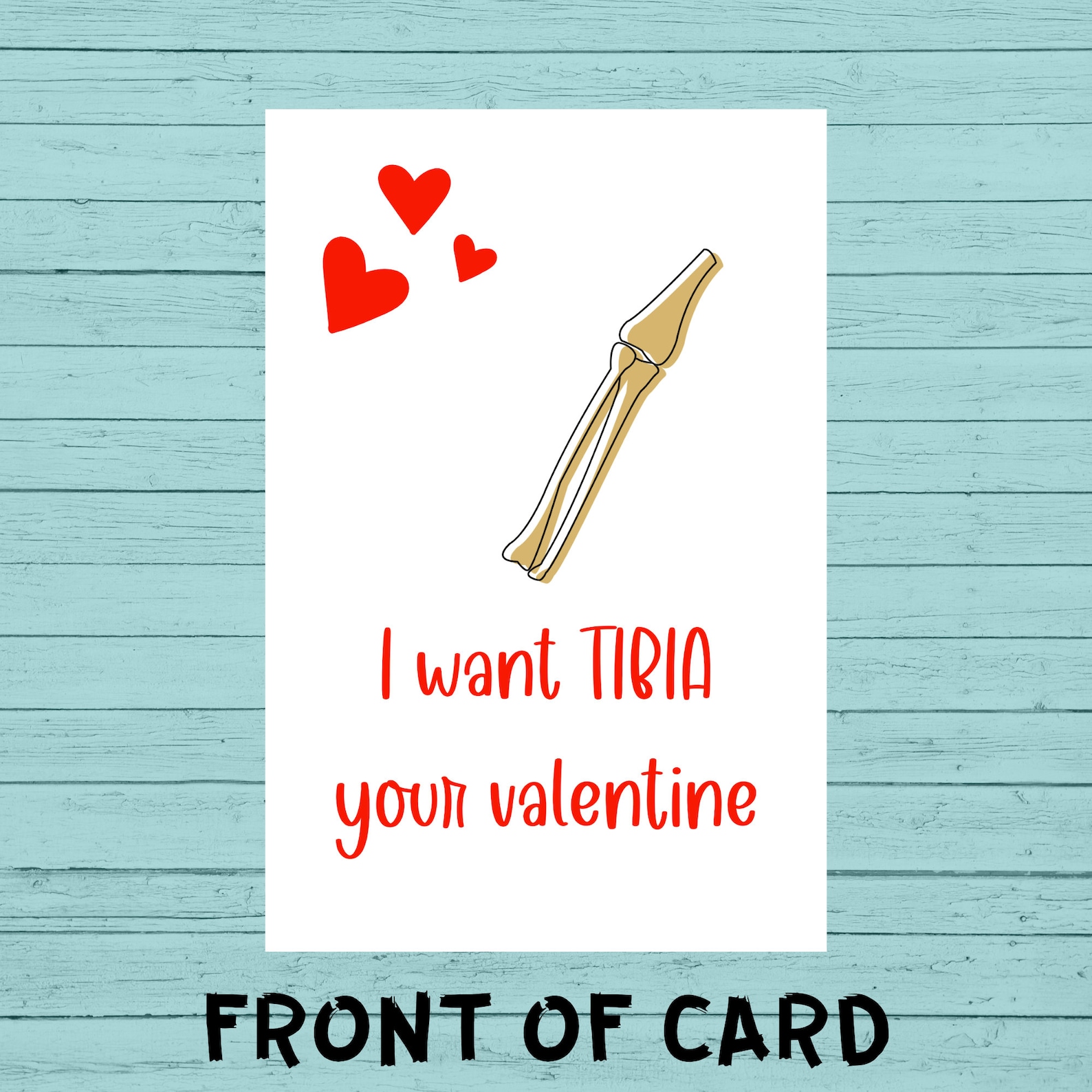 Tibia Valentines Day Card, Medical Card for Valentine Day, Instant ...