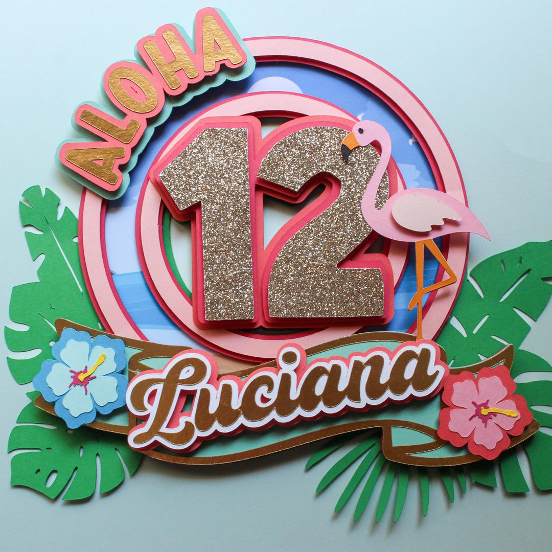 Aloha Cake Topper | Tropical Cake Topper | Flamingo Cake Topper ...
