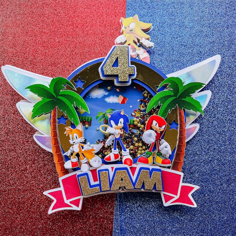 Sonic Cake Topper | Sonic the Hedgehog Cake Topper | Cake Topper Shaker ...