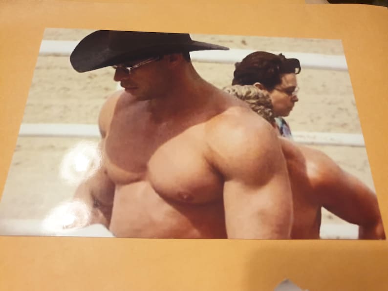 Man Photograph Super Strong Cowboy Bodybuilder Shirtless Beefcake Gay ...