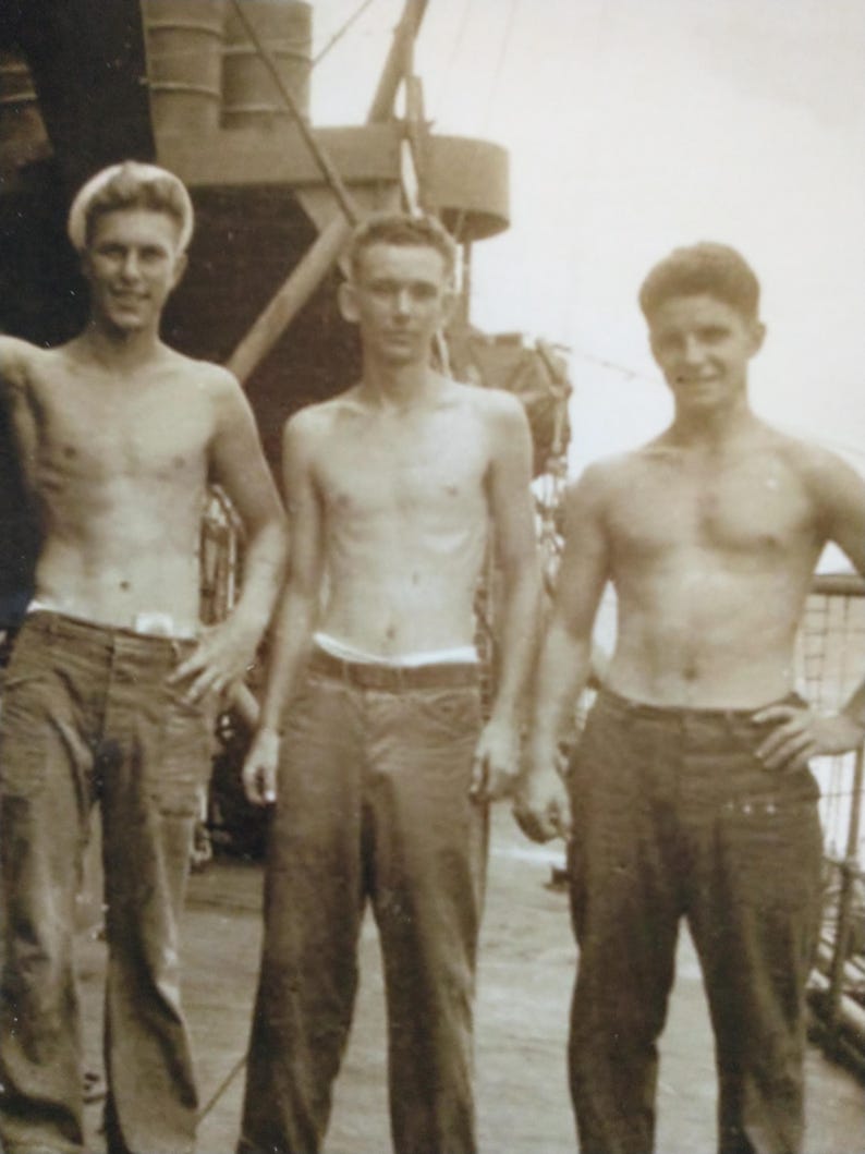 Vintage Trio Shirtless Sailor Men Embrace Printed 1990s From Earlier ...