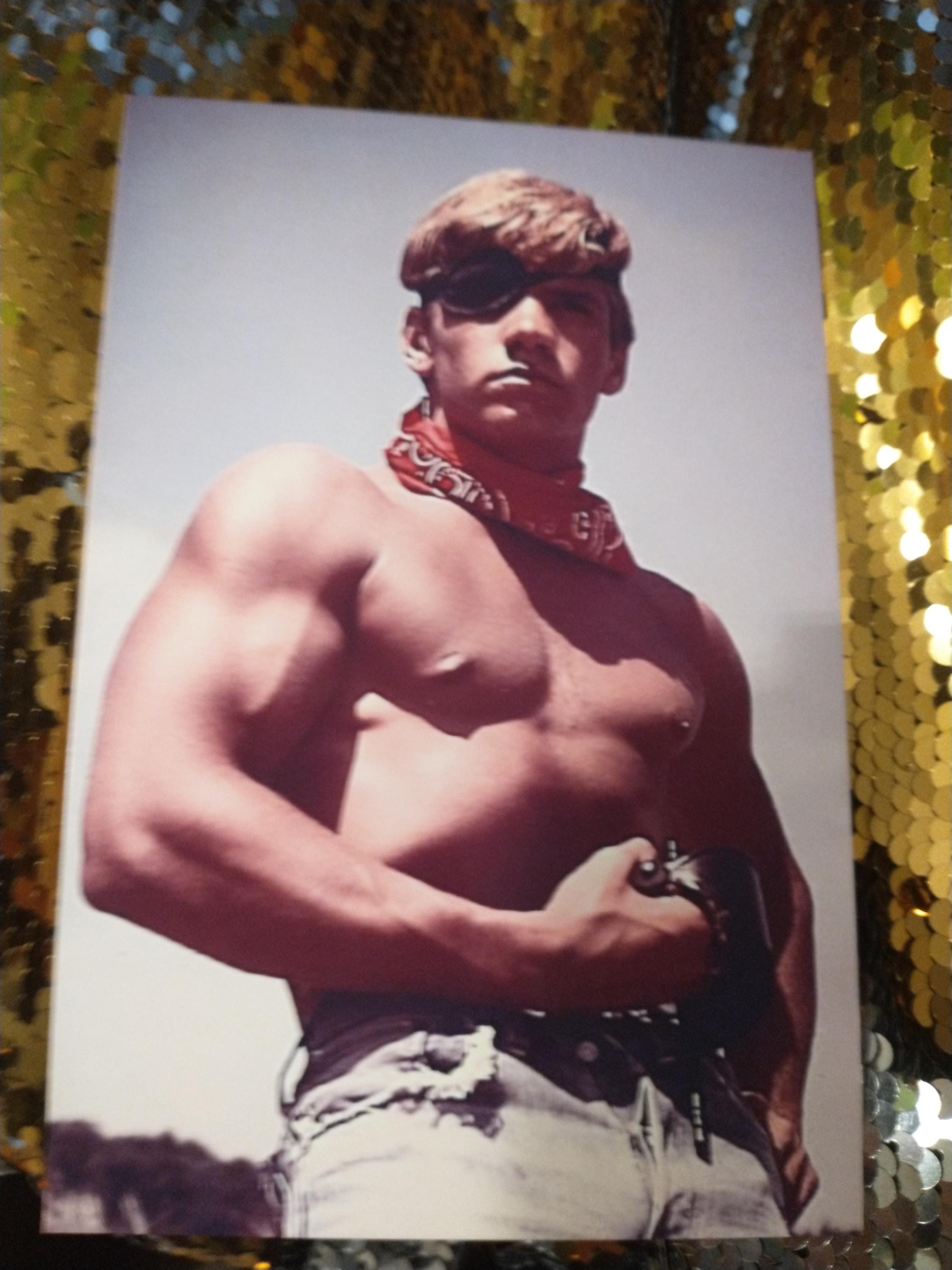 C1990s Snapshot Bodybuilder Shirtless Blond Strong Sailor Male Blue ...