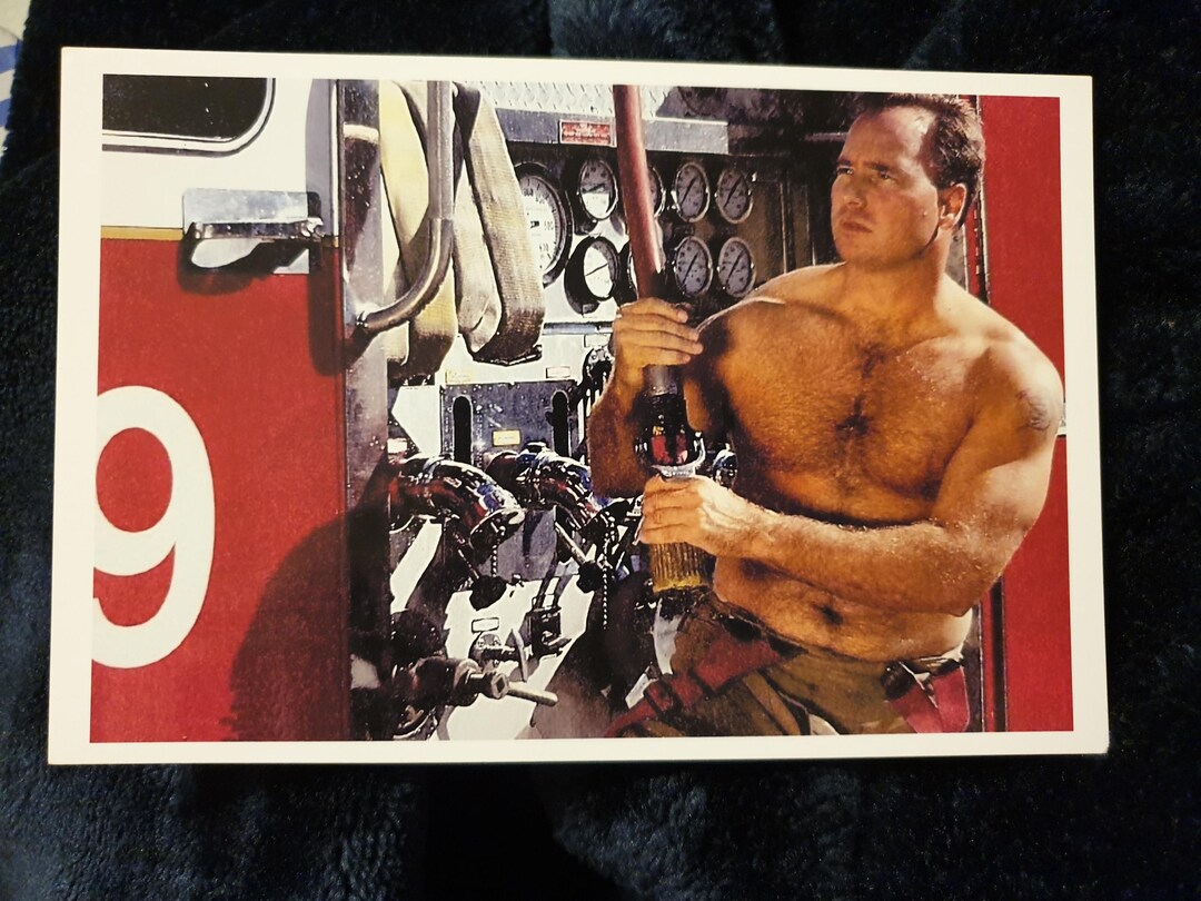 Super Strong Firefighter Man Bodybuilder Hairy Chest Beefcake Gay Int ...