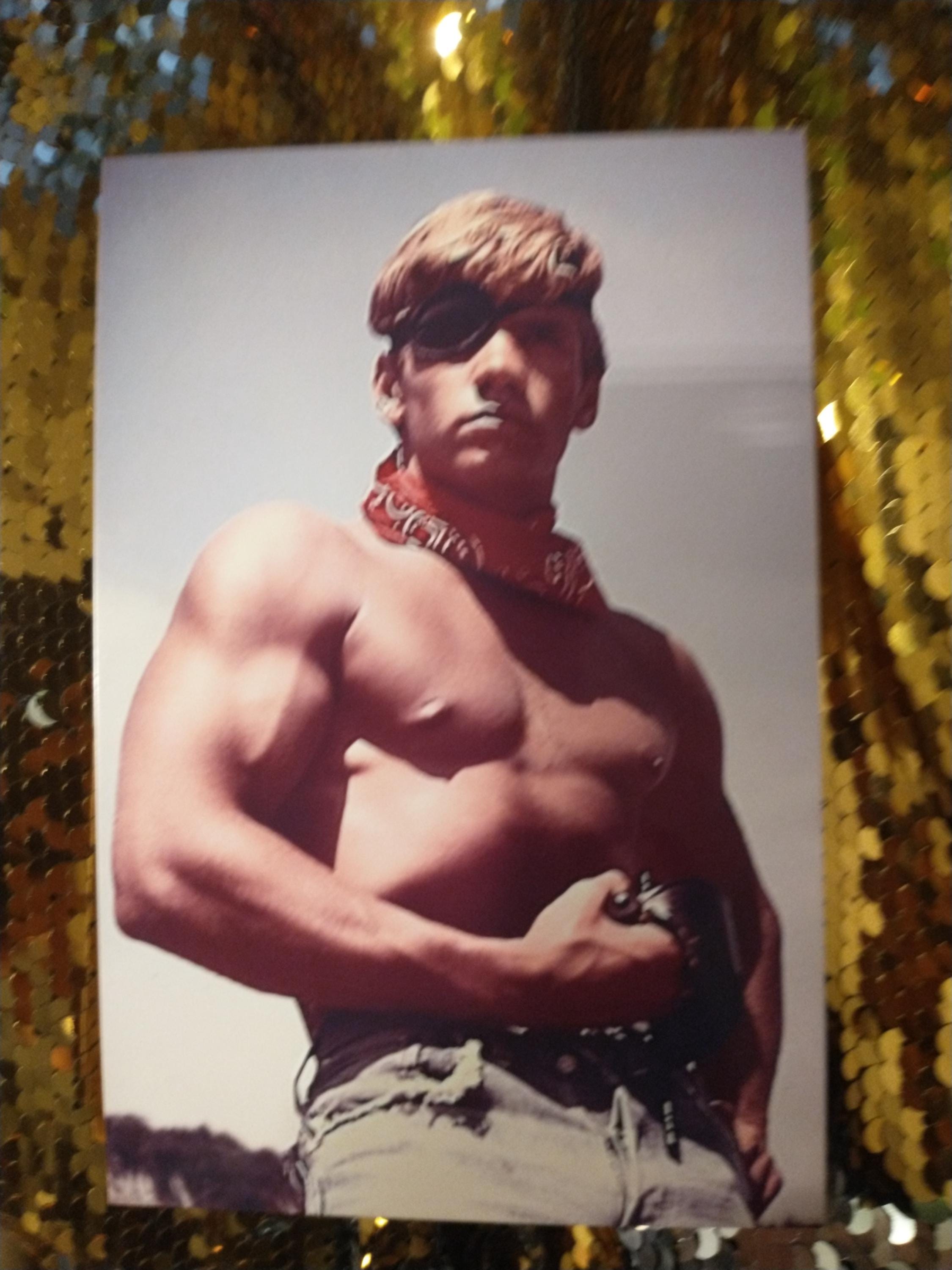 C1990s Snapshot Bodybuilder Shirtless Blond Strong Sailor Male Blue ...