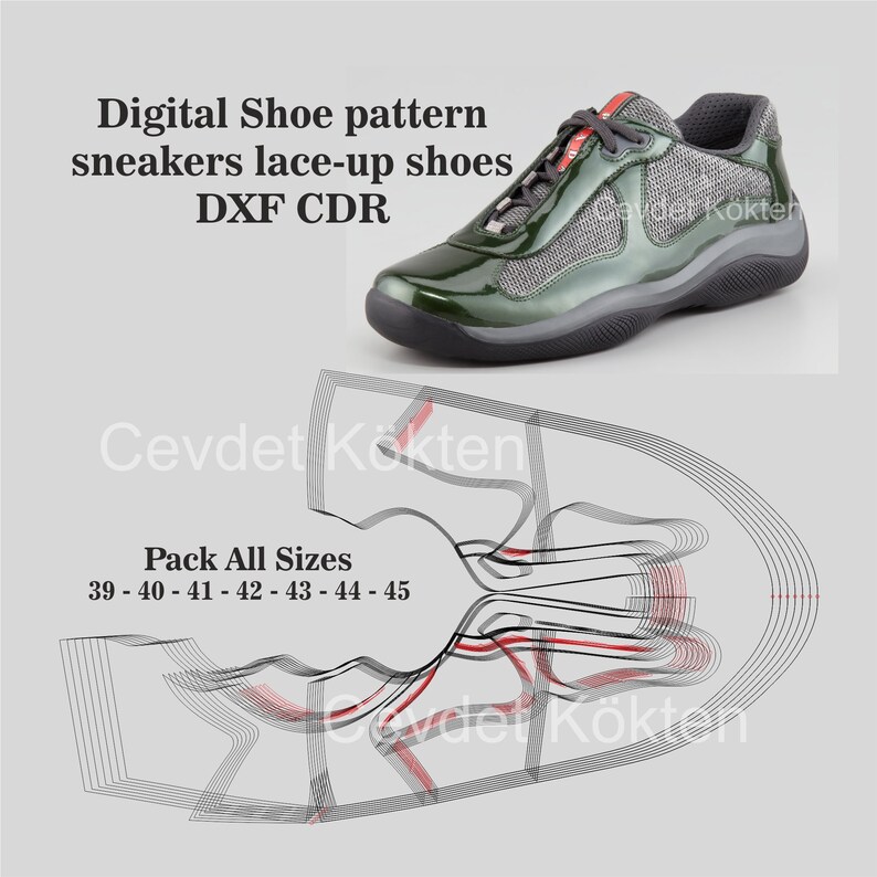 Digital Shoe Pattern Sneakers Lace-up Shoes PDF-DXF-CDR - Etsy