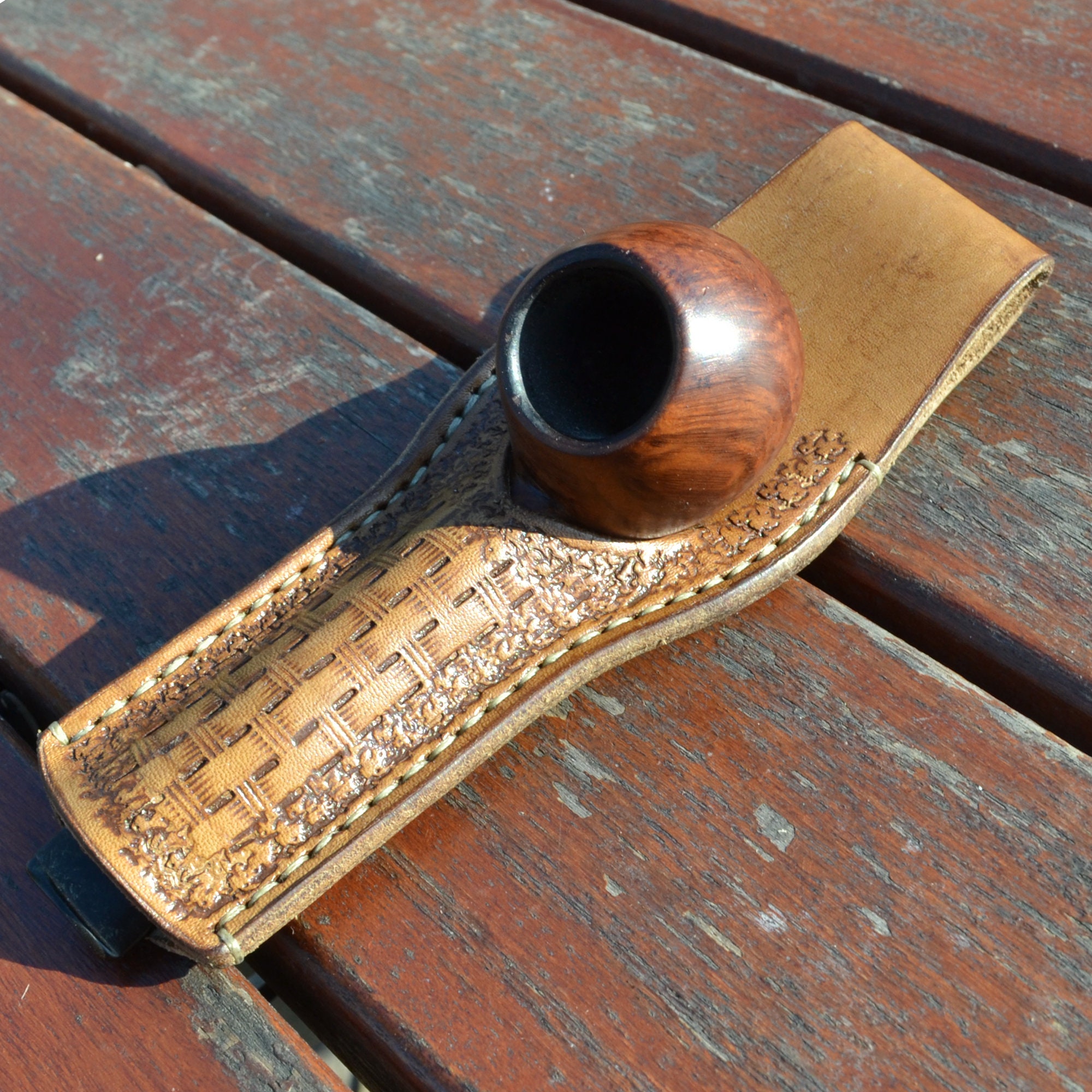 Leather Pipe Holster, Handmade Leather Pipe Holder, Anniversary Gift ...