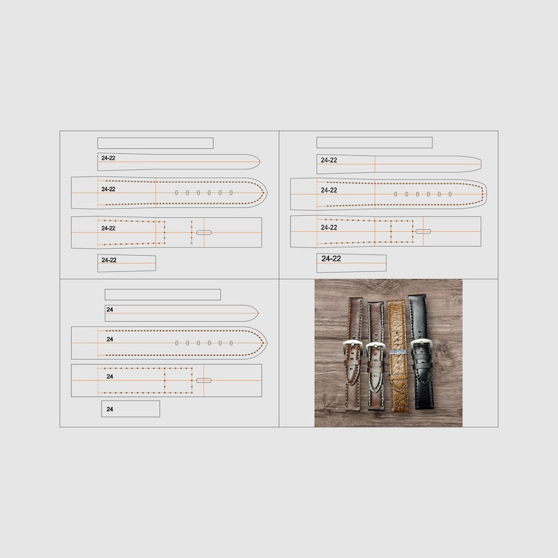 Leather Watch Strap Pattern: 18-in-1 Sizes, 3 Styles (PDF Pattern) - Etsy