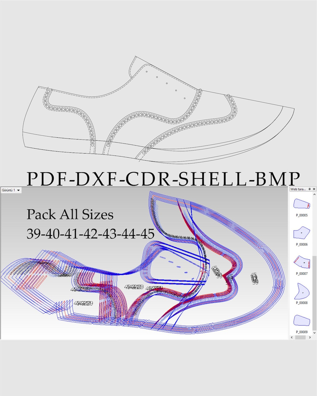 Digital Pattern Shoe Making PDF DXF CDR She Oxford Men Shoes Brogues ...