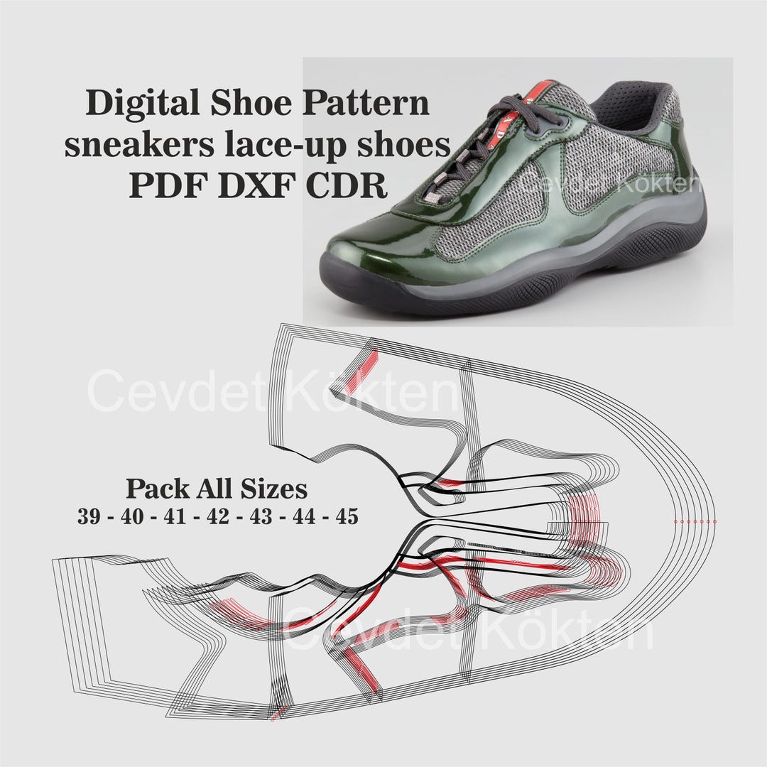 Digital Shoe Pattern Sneakers Lace-up Shoes PDF-DXF-CDR - Etsy