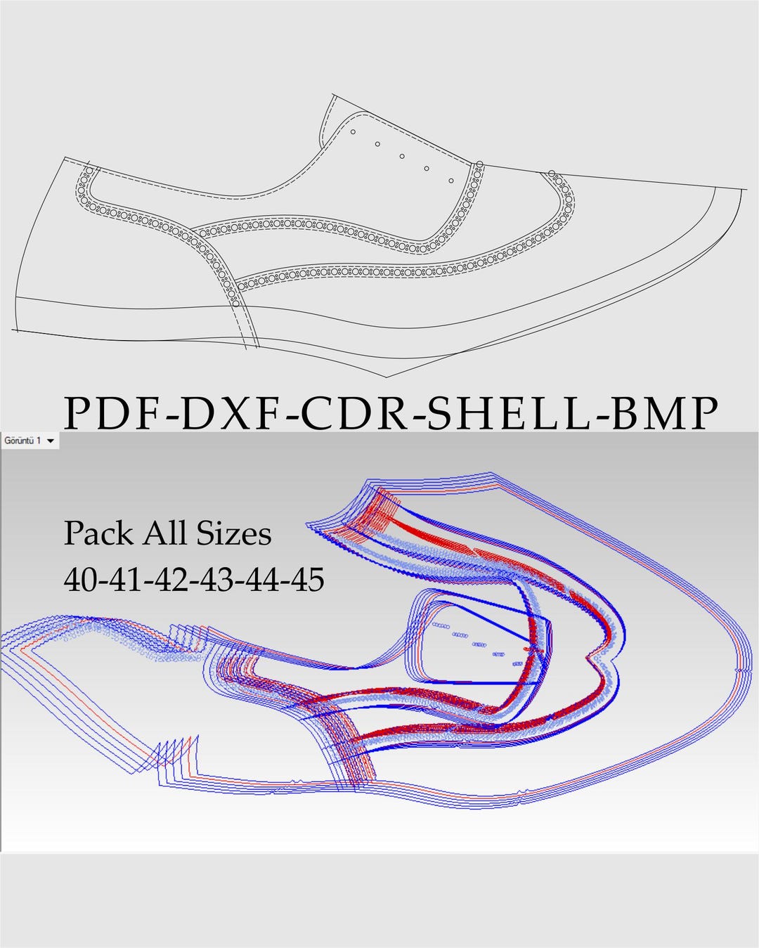 Digital Pattern Shoe Making PDF DXF CDR She Oxford Men Shoes Brogues ...