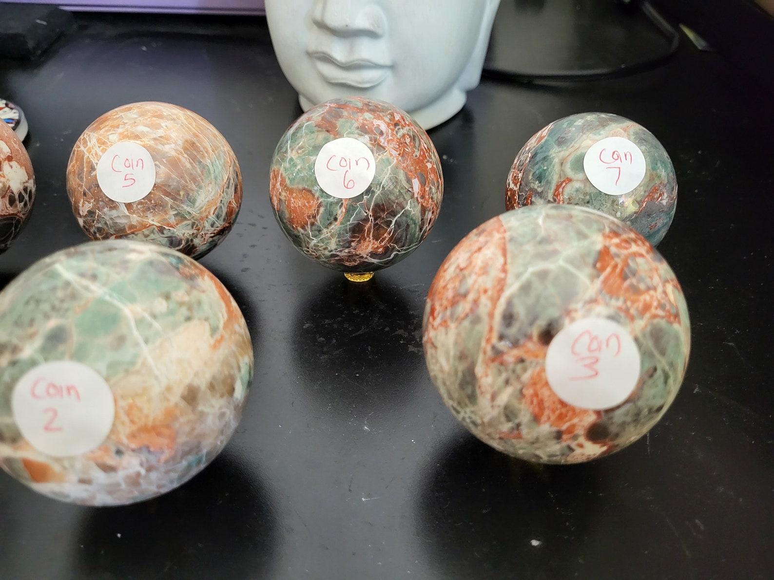 Money coin Agate Sphere Quartz natural Gemstone Reiki - Etsy