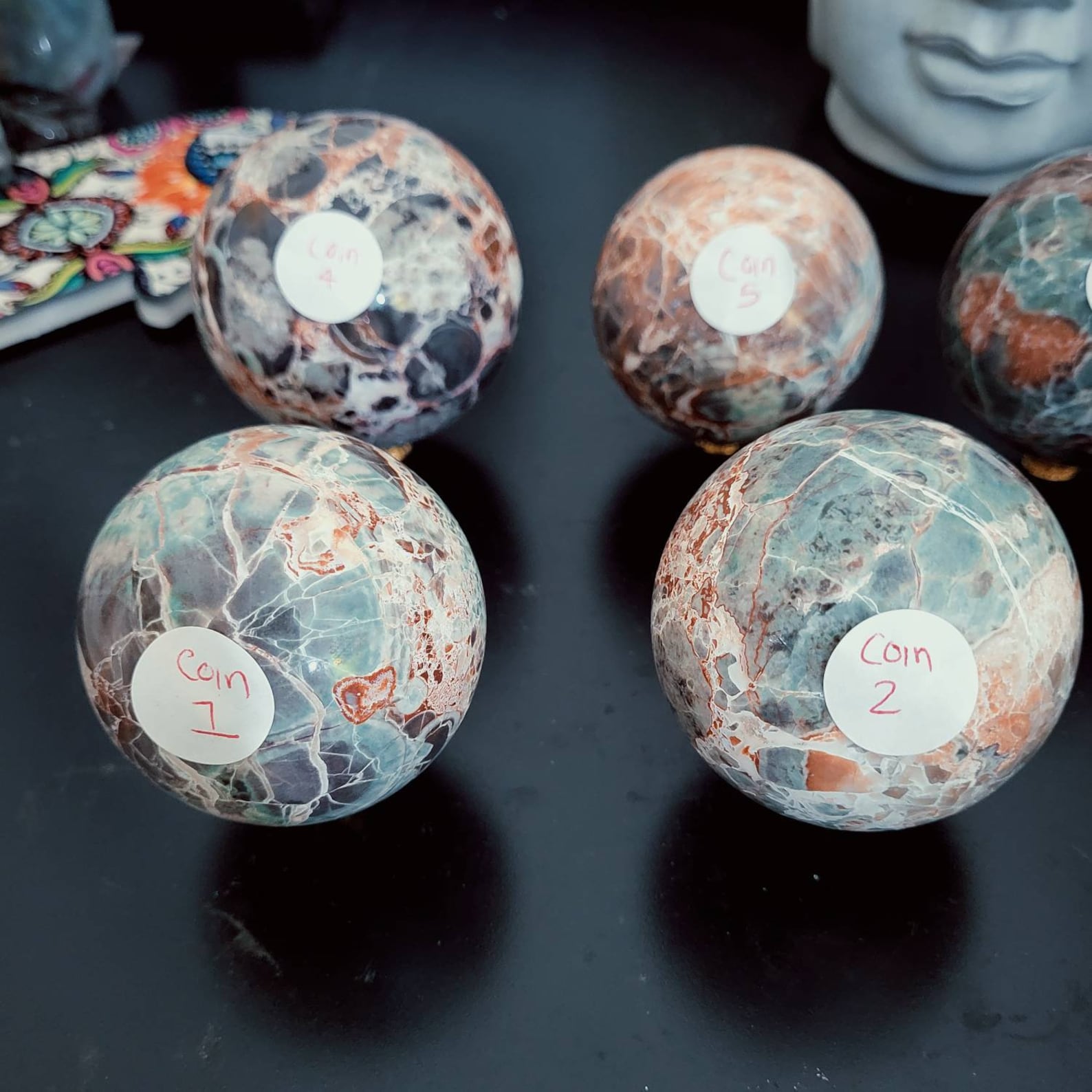 Money coin Agate Sphere Quartz natural Gemstone Reiki - Etsy