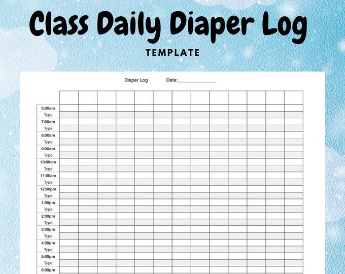 Full Page Classroom Daily Diaper Log - Etsy