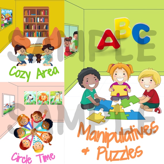 Center Signs Full Page cozy Area Manipulatives & Puzzles - Etsy