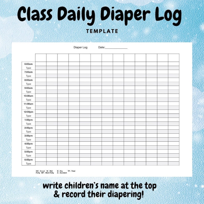 Full Page, Classroom Daily Diaper Log - Etsy