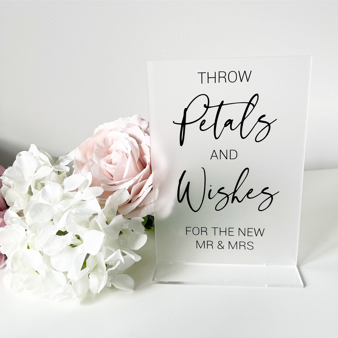 Wedding Confetti Sign Frosted Perspex Throw Petals & Wishes Perspex ...