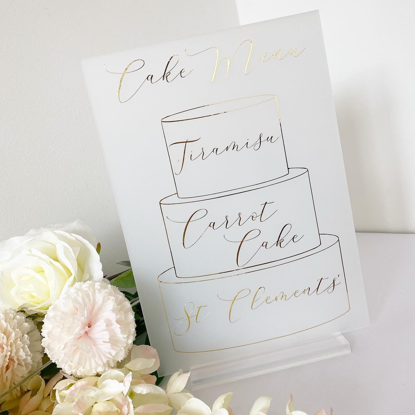 Cake Menu Sign Wedding Cake Flavour Sign Frosted Perspex | Etsy