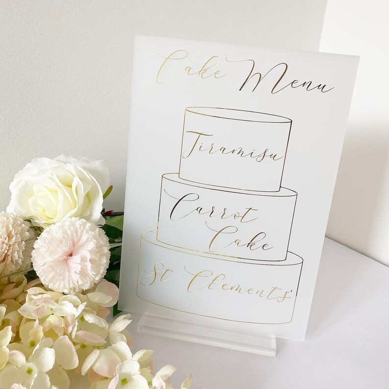 Cake Menu Sign Wedding Cake Flavour Sign Frosted Perspex | Etsy