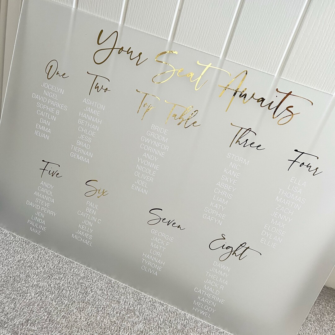 FROSTED Acrylic Wedding Table Plan Frosted Acrylic Wedding - Etsy