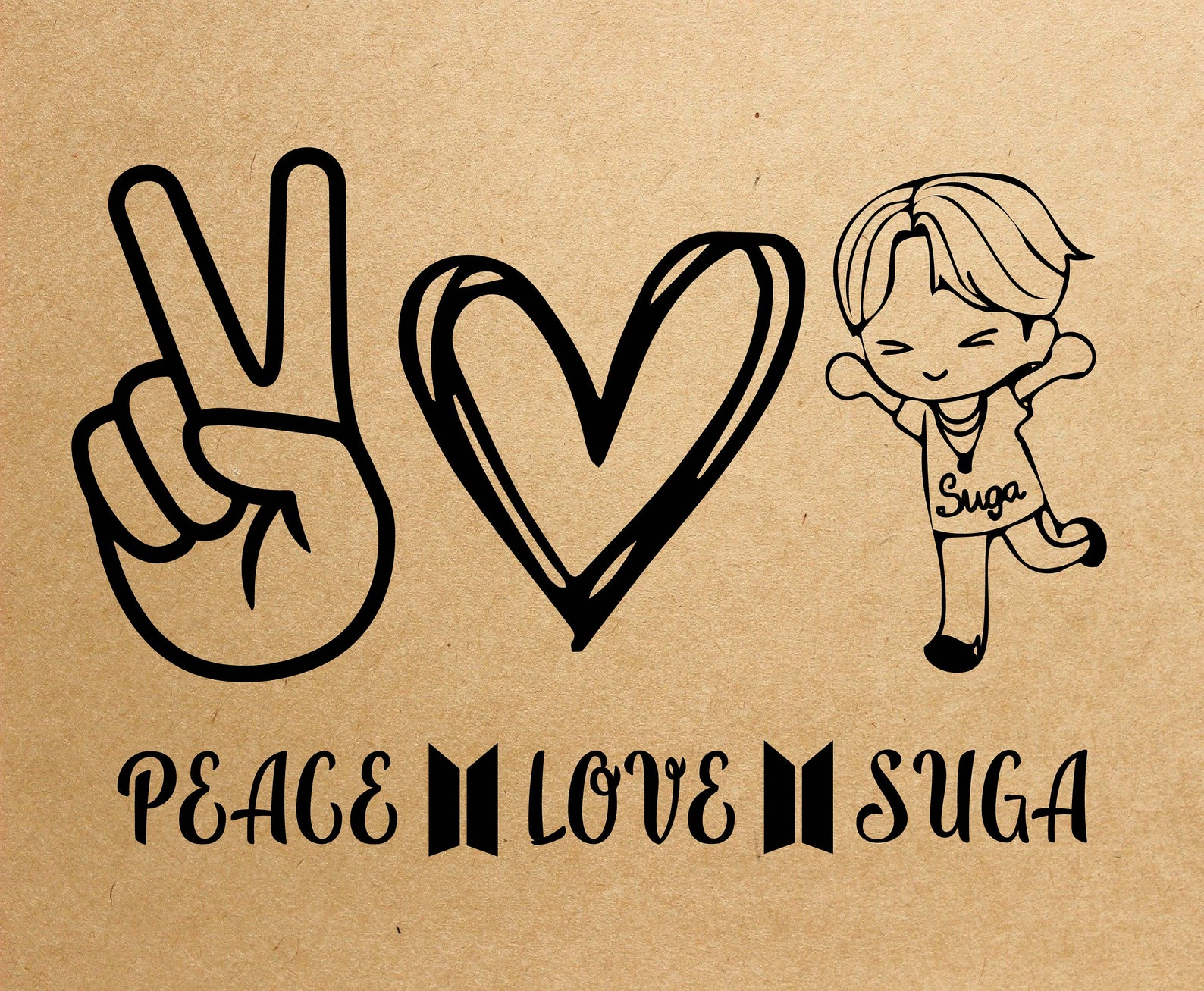 Peace love suga svg/bts svg/k pop svg | Etsy