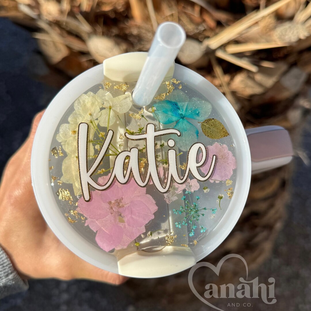 Dried Flowers Stanley Name Plate, Personalized Stanley Plate, 40oz ...