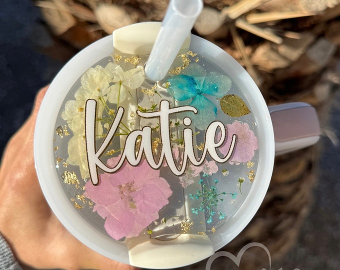 Dried Flowers Stanley Name Plate, Personalized Stanley Plate, 40oz ...