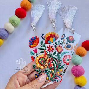 Mexican Embroidery Flowers Bookmark, Embroidery Gifts for Book Lovers ...