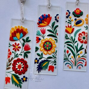 Mexican Embroidery Flowers Bookmark, Embroidery Gifts for Book Lovers ...