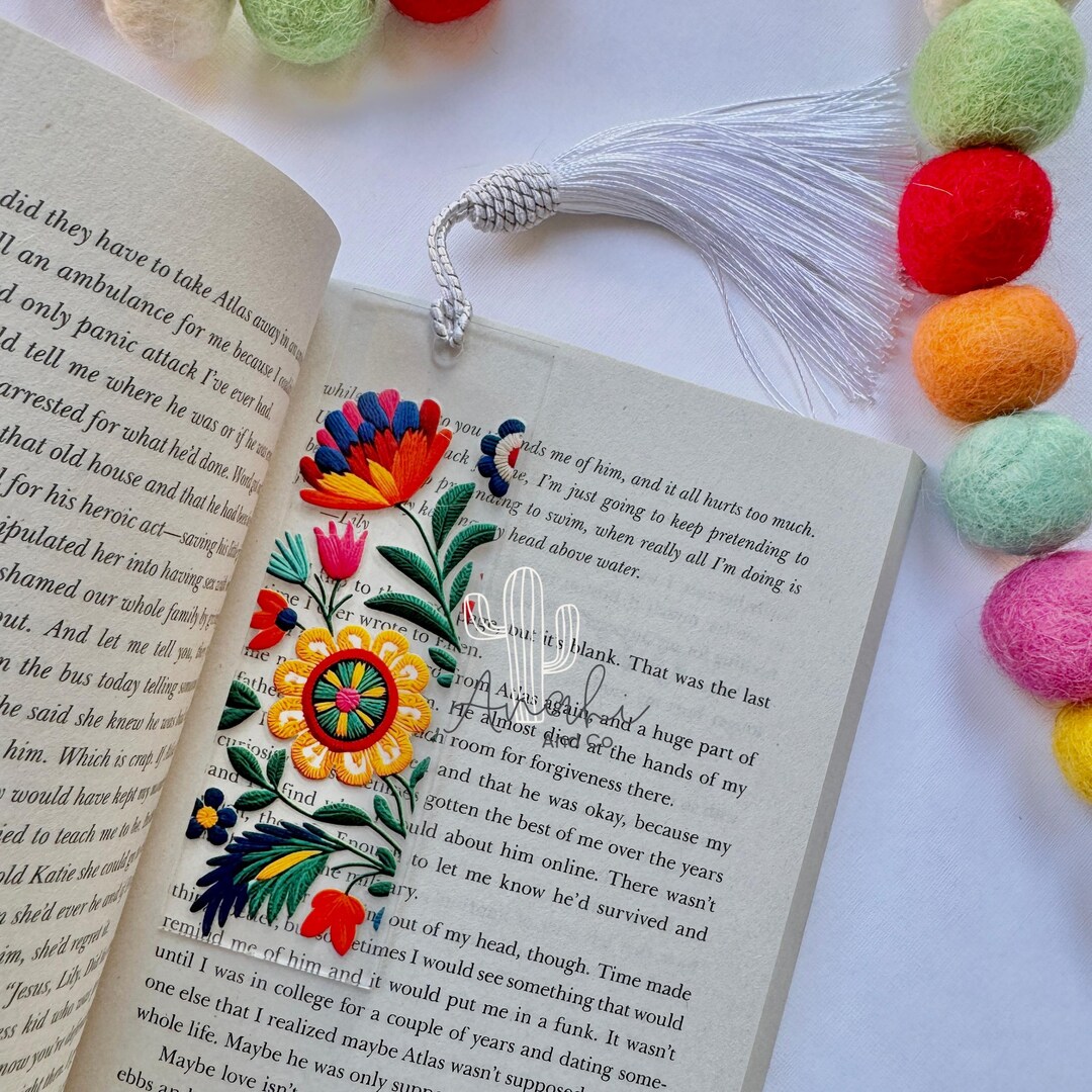 Mexican Embroidery Flowers Bookmark, Embroidery Gifts for Book Lovers ...
