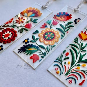 Mexican Embroidery Flowers Bookmark, Embroidery Gifts for Book Lovers ...