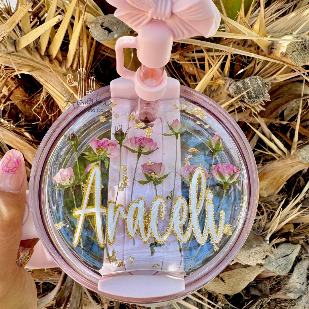 Dried Flowers Stanley Name Plate, Personalized Stanley Plate, 40 Oz ...