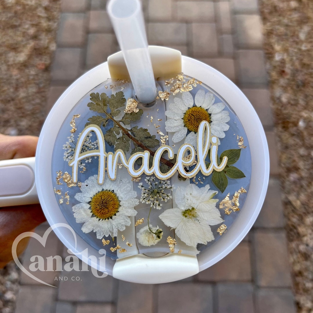 Dried Flowers Stanley Name Plate, Personalized Stanley Plate, 400z ...