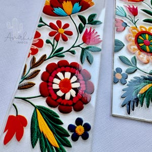 Mexican Embroidery Flowers Bookmark, Embroidery Gifts for Book Lovers ...