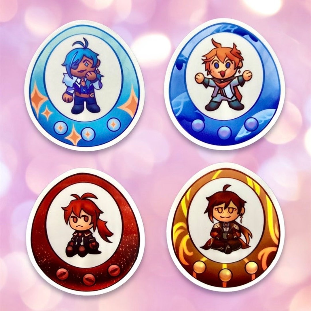 Childe Diluc Kaeya Zhongli Tamagotchi Genshin Impact Clear Stickers - Etsy