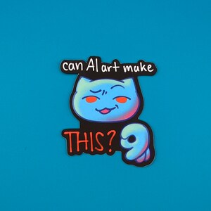Anti AI Kitty Cat Waterproof Matte Vinyl Stickers - Etsy