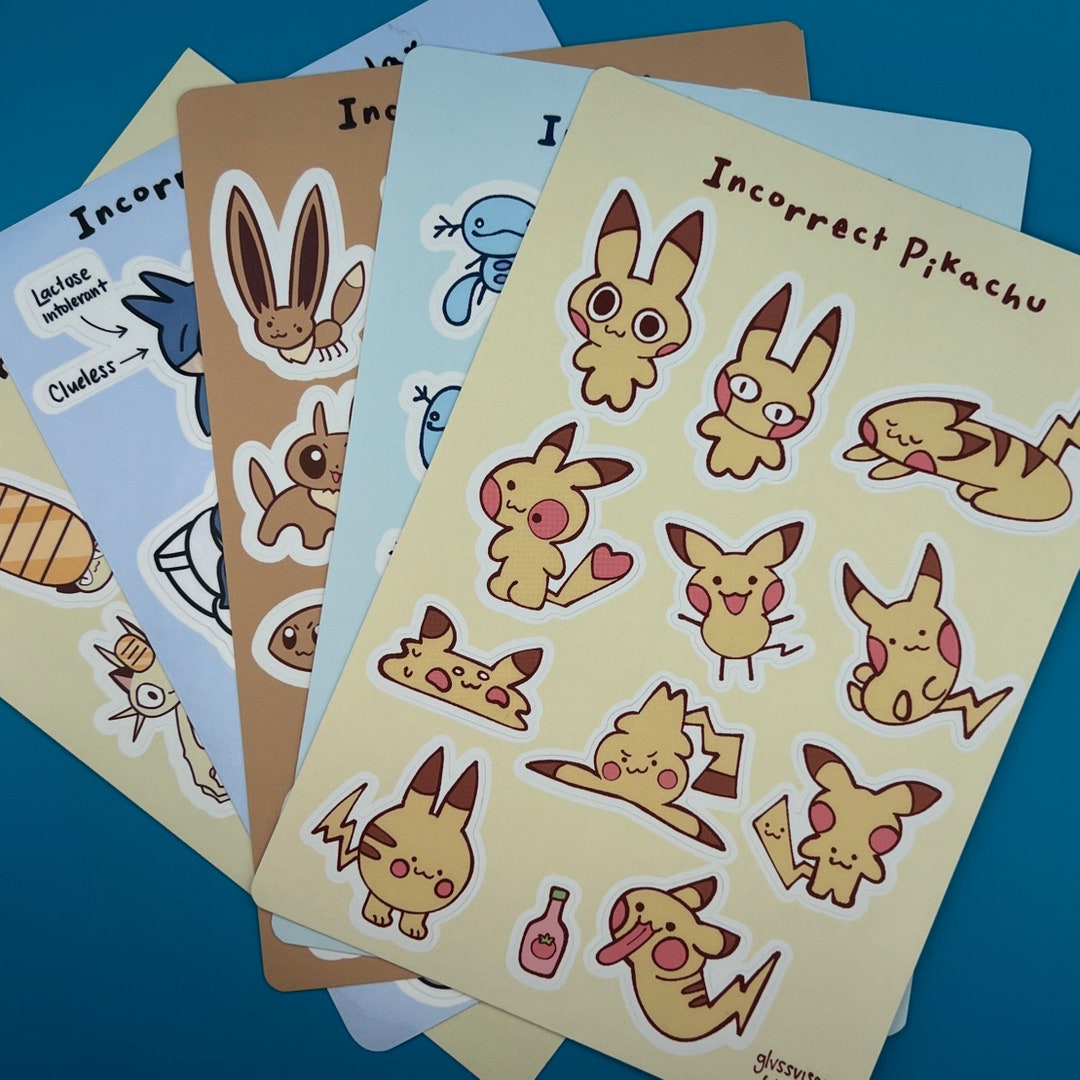 Incorrect Pokemon Series Waterproof Vinyl Sticker Sheet - Etsy